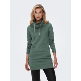 Sweatshirt Only "ONLBETTE L/S LONG HIGH NECK SWT", Damen, Gr. M, grün (balsam grün), Sweatware, Obermaterial: 65% Polyester, 35% Baumwolle, unifarben, regular fit, Rundhals, Sweatshirts