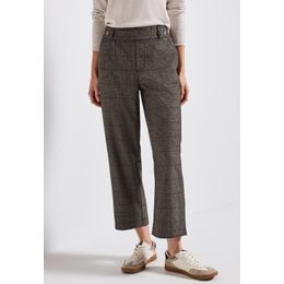 Stoffhose Street One, Damen, Gr. 44, L&auml;nge 26, braun (bark braun), Stoff, 65% Polyester, 32% Viskose, 3% Elasthan, kariert, comfort fit kn&ouml;chelfrei, Hosen Stoffhose, High Waist