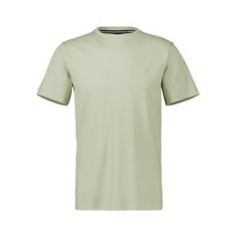 T-Shirt Lerros "Lerros Basic T-Shirt mit Logostitck, unifarben", Herren, Gr. M, gr&uuml;n (bleached olive), 100% Baumwolle, Rundhals, Shirts T-Shirt