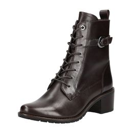 Schn&uuml;rstiefelette Caprice "Caprice Stiefelette Leder", Damen, Gr. 38,5, braun (dunkelbraun), Leder, Schuhe Schn&uuml;rstiefelette