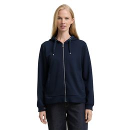 Kapuzensweatjacke Tom Tailor, Damen, Gr. XXL, weiß (sky captain), Sweatware, Obermaterial: 51% Polyester, 42% Viskose, 7% Elasthan, unifarben, regular fit hüftbedeckend, Rundhals, Bündchen, Sweatjacken, mit Viskose und Stretch
