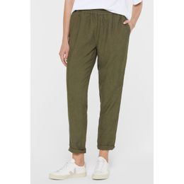 Cordhose SENSES.THE LABEL, Damen, Gr. S, Normalgrößen, khaki, Material: 100% Polyester, unifarben, relaxed fit lang, Hosen Cordhose, mit Elastikbund