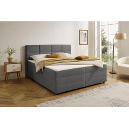 Boxbett Inosign "Fillmore inkl. Bettkasten, Liegefläche 180x200 cm, in Boxspring-Optik", grau, B:194cm L:210cm, Komplettbetten, inkl. Topper, erhältlich in verschiedenen Farben