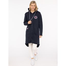 Jerseymantel Zwillingsherz "Meeresgl&uuml;ck", Damen, Gr. S/M, blau (marine), angeraute Sweatware, Obermaterial: 50% Baumwolle, 50% Polyester, M&auml;ntel, mit gro&szlig;em Motiv am R&uuml;cken