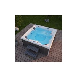 Home Deluxe Outdoor Whirlpool STREAM BIG - Mit Treppe und Thermoabdeckung