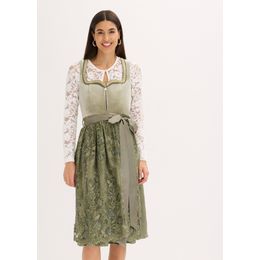 bonprix Dirndl mit Pailletten Sch&uuml;rze (2-tlg.Set), gr&uuml;n, Gr.46, Gl&auml;nzendes Dirndl mit Samt-Mieder und einer Sch&uuml;rze mit gemusterter Paillettenstickerei