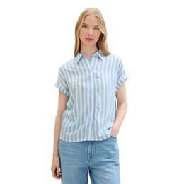 Tom Tailor Hemd in Hellblau/ Wei&szlig; - 62% | Gr&ouml;&szlig;e 36 | Damen-blusen
