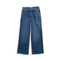 Tom Tailor Denim Damen TTMIJA CULOTTE Jeans mit G&uuml;rtel, blau, Uni, Gr. S