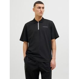 Jack & Jones JACK & JONES Herren Poloshirt "JCOFUSION PIQUE POLO SS SN", schwarz, Gr. XS, unifarben, Jersey, Obermaterial: 52% Baumwolle, 44% Polyester, 4%
