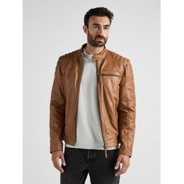 Bikerjacke JCC "3102127", Herren, Gr. 50, braun (cognac), Obermaterial: 100% Leder, Lamm; Futter: 100% Baumwolle; Ärmelfutter: 100% Polyester, Jacken