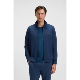 Sweatjacke BOSS "Mix&Match Jacket Z", Herren, Gr. 4XL, blau (open blau 480), Sweatware, Obermaterial: 95% Baumwolle, 5% Elasthan, Basic hüftbedeckend, hoch geschlossener Ausschnitt, Raglanärmel elastischer Bund, Sweatjacken, mit Kängurutasche