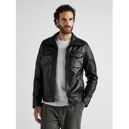 Bikerjacke JCC "3102101BI", Herren, Gr. 48, schwarz, Obermaterial: 100% Leder Lamm; Futter: 100% Baumwolle; Ärmelfutter: 100% Polyester, mit Knopf, Jacken