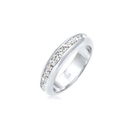 Fingerring Elli Premium "Bandring Wei&szlig; 925 Sterling Silber, mit Kristallen von Swarovski" Gr. 52, silber, Fingerringe, Damen, 52mm,mit Steinen, Silber 925 (Sterlingsilber), 4mm, Fingerring