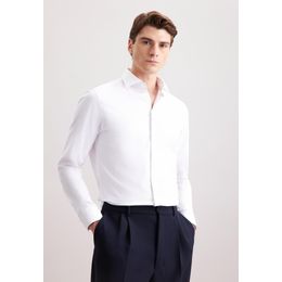 Businesshemd Seidensticker "Schwarze Rose", Herren, Gr. L41, normale &Auml;rmell&auml;ngen, wei&szlig;, 93% Polyester, 7% Elasthan, unifarben, slim fit, 2-Knopf-Manschette, Hemden, Slim 1/1 Kentkragen Uni