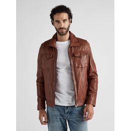 Bikerjacke JCC "3102101BI", Herren, Gr. 48, braun (cognac), Obermaterial: 100% Leder Lamm; Futter: 100% Baumwolle; Ärmelfutter: 100% Polyester, mit Knopf, Jacken