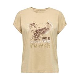 Only T-Shirt Damen Gr&ouml;&szlig;e M dunkelbeige / dunkelbraun / senf