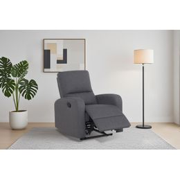 Relaxsessel Home Affaire "TOURNAY, TV-Sessel mit Recliner - und Liegefunktion, Webstoff", grau (dunkelgrau), H:96cm T:93cm, Sessel, Relaxsessel, Ruhesessel mit Beinablage, Liegefl&auml;che ideal verstellbar 105-135