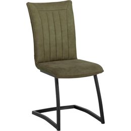Freischwinger OMG DESIGN "Amara", grün (moss, schwarz), B:47cm H:97cm T:64cm, Stühle, Esszimmerstuhl, Küchenstuhl, pflegeleichter Bezug