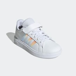 Klettschuh adidas Sportswear "GRAND COURT 2.0 KIDS", Gr. 31, weiß (cloud weiß, iridescent, cloud weiß), Synthetik, Textil, Schuhe, Design auf den Spuren des adidas Superstar