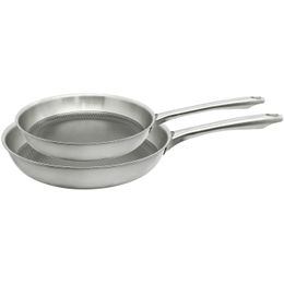 Pfannen-Set ELO "Bratpfanne Relief Passion, Set 2-teilig", silber (silberfarben), Pfannen, Edelstahl Mehrschicht