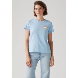 Levi's T-Shirt LEVI'S "THE PERFECT TEE", Damen, Gr. M (38), hellblau 0396, Single Jersey, Obermaterial: 100% Baumwolle, normal, Rundhals, abgesteppt, Shirts T-Shirt, mit Batwing-Logoprint