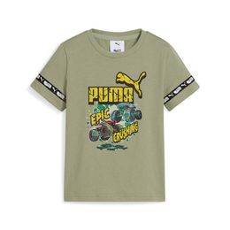 Puma T-Shirt 'Puma x Hot Wheels Monster Trucks' Jungen Gr&ouml;&szlig;e 104 gelb / pastellgr&uuml;n / schwarz / wei&szlig;