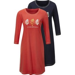 w&auml;schepur Damen Sleepshirts mit gl&auml;nzendem Druck vorne marine + terra Gr&ouml;&szlig;e 44/46
