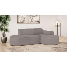 OTTO HOME Ecksofa »ADELLA Design-Sofa mit Recamiere rechts/links, 248/159/76 cm« L-Form mit Wellenunterfederung, runde Form, auch in Cord taupe