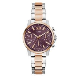 Guess Multifunktionsuhr »BAILEY« Quarzuhr, Armbanduhr, Damenuhr, Edelstahlarmband, Datum silberfarben- roségoldfarben Multifunktionsuhr für Damen