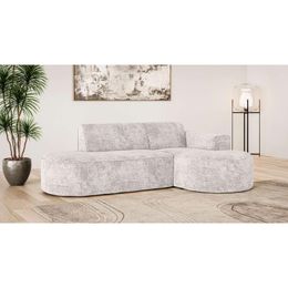 OTTO HOME Ecksofa »ADELLA Design-Sofa mit Recamiere rechts/links, 248/159/76 cm« L-Form mit Wellenunterfederung, runde Form, auch in Cord hellbeige