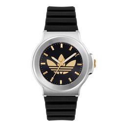 adidas originals Quarzuhr »EXPRESSION THREE« Armbanduhr, Herrenuhr, Damenuhr, Silikonarmband, Leuchtzeiger schwarz-schwarz Geschmackvolle...