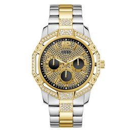Guess Multifunktionsuhr &raquo;REGAL&laquo; Quarzuhr, Armbanduhr, Herrenuhr, Edelstahlarmband, Datum silbergoldfarben Multifunktionsuhr f&uuml;r Herren