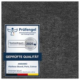 ANDIAMO Teppichfliese &raquo;Skandi, selbstklebend&laquo; rechteckig 4 mm H&ouml;he 40x40 cm, 25 St&uuml;ck (4 qm), 50 St&uuml;ck (8 qm) oder 100 St&uuml;ck (16 qm) grau Polypropylen
