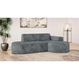 OTTO HOME Ecksofa »ADELLA Design-Sofa mit Recamiere rechts/links, 248/159/76 cm« L-Form mit Wellenunterfederung, runde Form, auch in Cord dunkelgrau