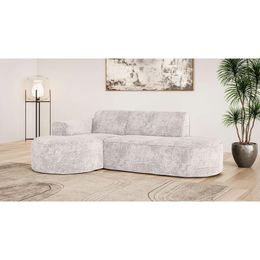 OTTO HOME Ecksofa »ADELLA Design-Sofa mit Recamiere rechts/links, 248/159/76 cm« L-Form mit Wellenunterfederung, runde Form, auch in Cord hellbeige
