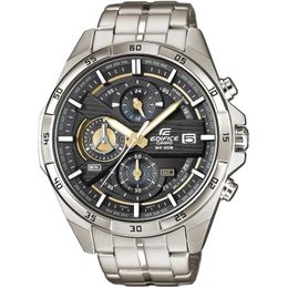 CASIO EDIFICE Chronograph Quarzuhr, Armbanduhr, Herrenuhr, bis10 bar wasserdicht, Edelstahlarmband silberfarben-schwarz-gold Markanter Chronograph...