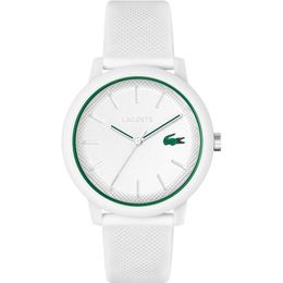 Lacoste Quarzuhr ».12.12« Armbanduhr, Herrenuhr, Mineralglas, Silikonarmband weiß Stylische Herrenarmbanduhr