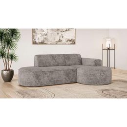 OTTO HOME Ecksofa »ADELLA Design-Sofa mit Recamiere rechts/links, 248/159/76 cm« L-Form mit Wellenunterfederung, runde Form, auch in Cord braun