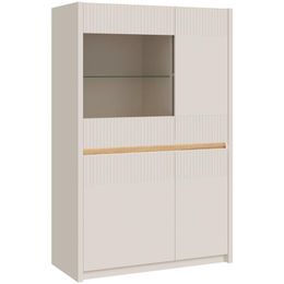 FORTE Vitrine »Oak Squere« Highboard, Beleuchtung, SoftClose Mauvella Eiche/Sand 0 modernes Highboard inklusive Beleuchtung