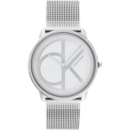 Calvin Klein Quarzuhr »CK ICONIC 40 mm« Armbanduhr, Damenuhr, Herrenuhr, Edelstahlarmband, analog silberfarben Ansprechende Armbanduhr für Sie & Ihn