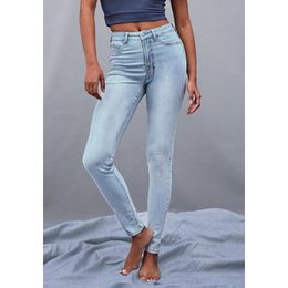 Lascana Jeansjeggings mit Stretch-Anteil in R&ouml;hrenform light blue washed 36 - N-Gr N-Gr 36 Hochgeschnittene Jeggings in R&ouml;hrenform