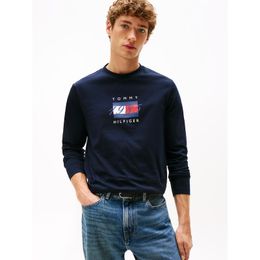 Tommy Hilfiger Langarmshirt »LINEAR FLAG GRAPHIC« Jersey, Rundhals, Regular Fit, Longsleeve Desert Sky 3XL 3XL Longsleeve von Tommy Hilfiger