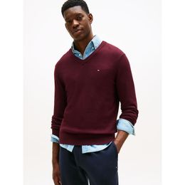 Tommy Hilfiger V-Ausschnitt-Pullover »PIMA ORG CTN CASHMERE V NECK« Deep Burgundy XL XL Markenstickerei auf der Brust