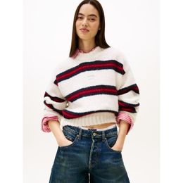 Tommy Jeans Rundhalspullover &raquo;TJW BADGE STRIPE FLUFFY SWEATER&laquo; mit Alpaka Ancient White / Stripe S (36) S (36) Strickpullover von Tommy Jeans