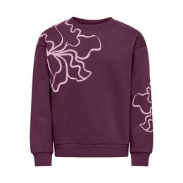 KIDS Only Sweatshirt »KOGODESSA L/S O-NECK BOX UB CP SWT« mit coolen Outline-Prints Mauve Wine Detail:Blurry Flower Roseate Spoonbill 158/164...