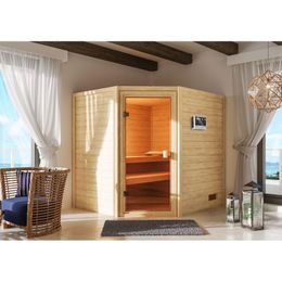 Karibu Sauna »"Trixi" mit bronzierter Tür, naturbelassen« aus hochwertiger nordischer Fichte naturbelassen