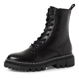 Tamaris Schn&uuml;rstiefelette, Blockabsatz, Plateau, Schn&uuml;rboots mit Logopr&auml;gung am Schaft schwarz 40 40 Schn&uuml;rboots mit modischer Kontrast-Rahmennaht