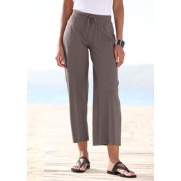Beach Time BEACHTIME 7/8-Strandhose aus weichem Jersey, Wide-Leg, Jogginghose, Relaxhose khaki 36/38 - N-Gr N-Gr 36/38 Leichte Sommerhose in 7/8-Länge