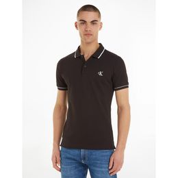 Calvin Klein Jeans Herren Poloshirt &raquo;CK ESSENTIAL TIPPING SLIM POLO&laquo; mit Markenstickerei schwarz S (46)