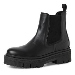Tamaris Chelseaboots, Plateau, Schlupfboots, Stiefelette mit praktischer Anziehlasche schwarz 37 37 Schlupfschuh mit beidseitigem Stretcheinsatz
